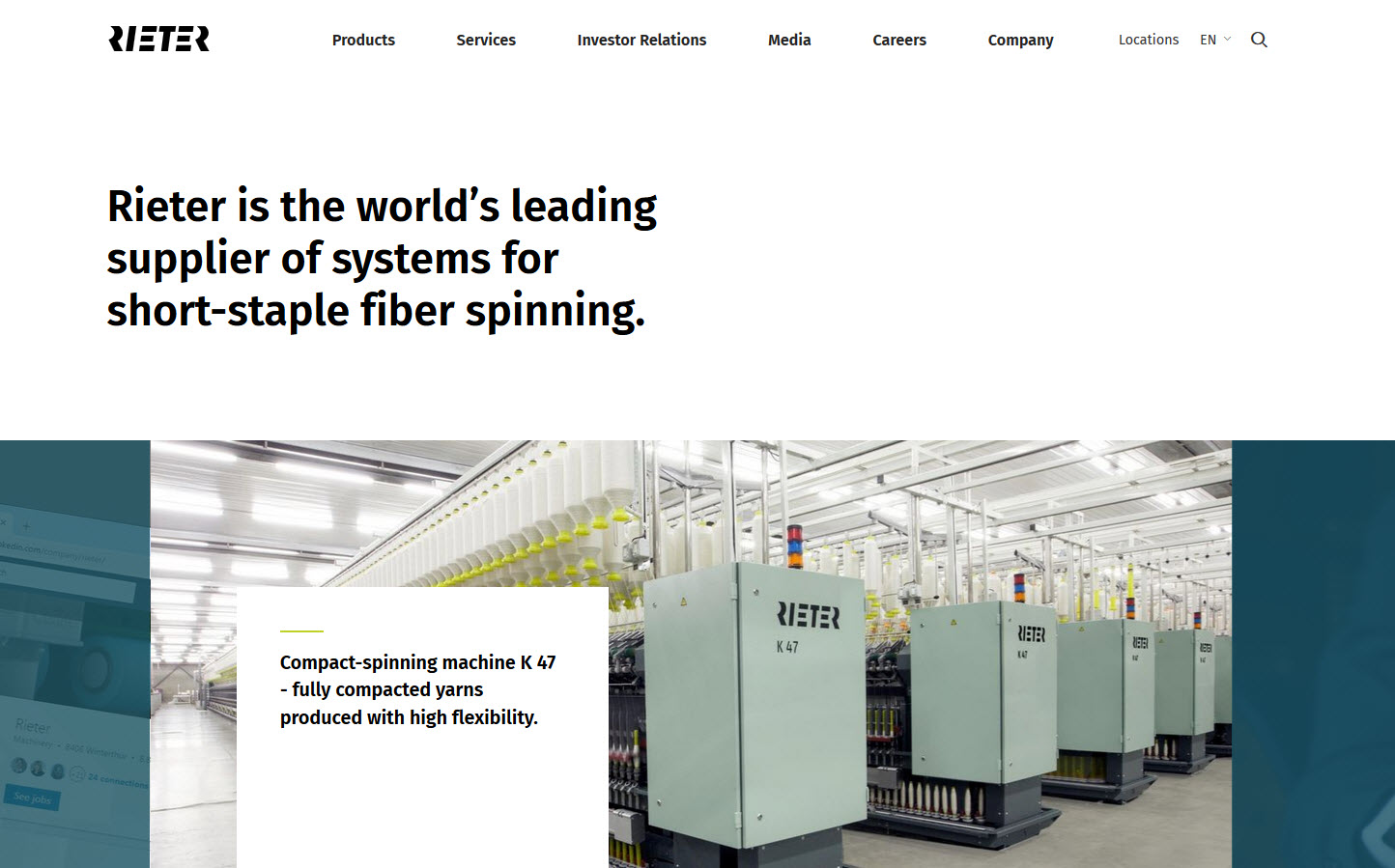 Rieter – Leading Manufacturer of Systems for Short-Staple Fiber Spinning